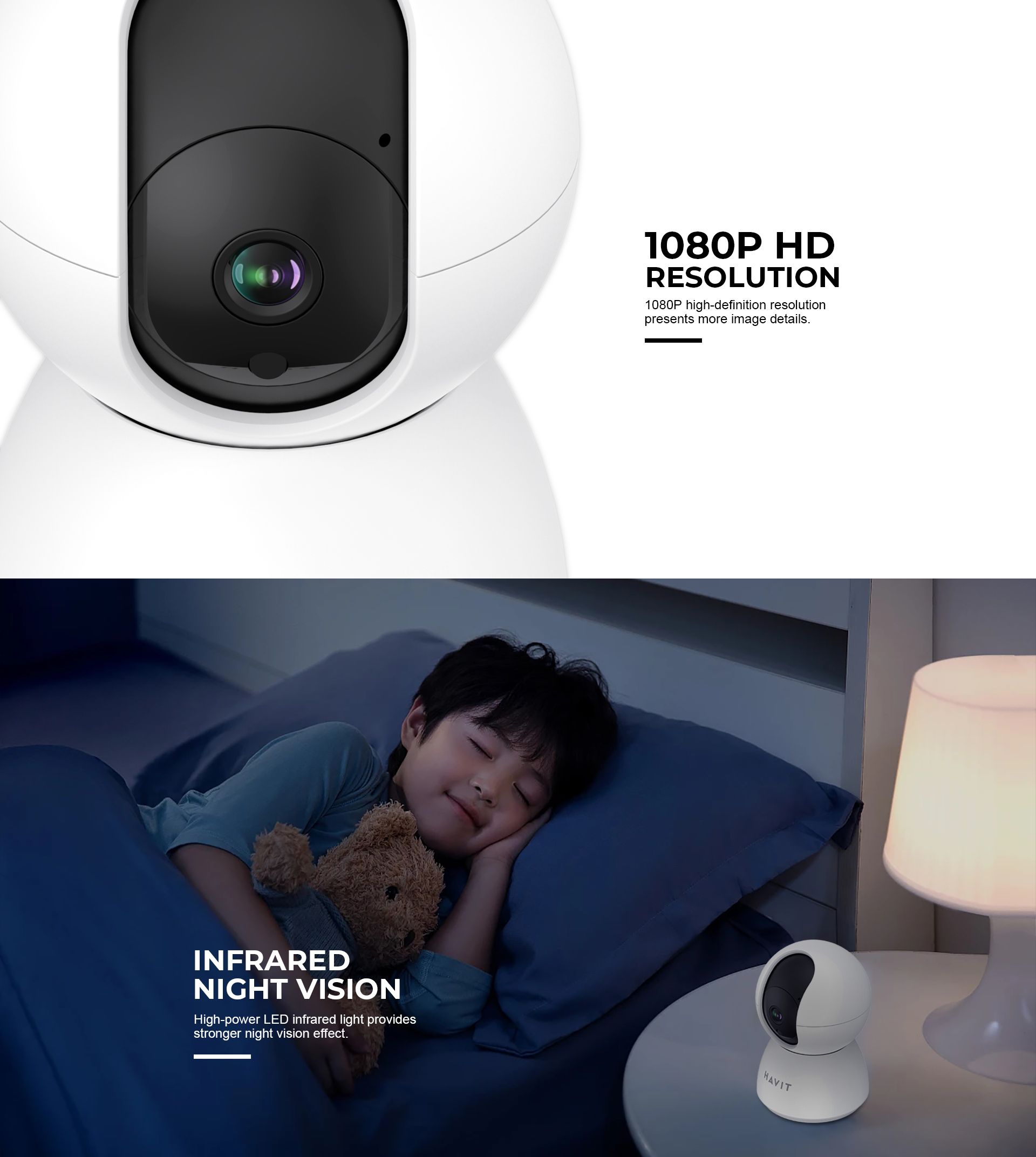 HAVIT IPC20 2MP SMART PAN/TILT 360-DEGREE NIGHT VISION IP CAMERA