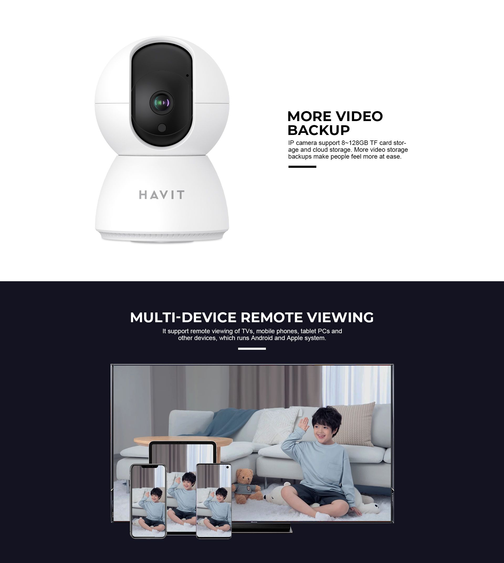 HAVIT IPC20 2MP SMART PAN/TILT 360-DEGREE NIGHT VISION IP CAMERA