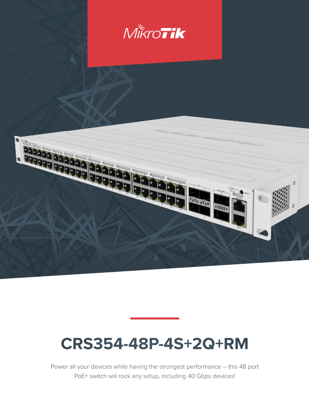 MIKROTIK CRS354-48P-4S+2Q+RM Cloud Core Router Switch (RouterOS L5 ...