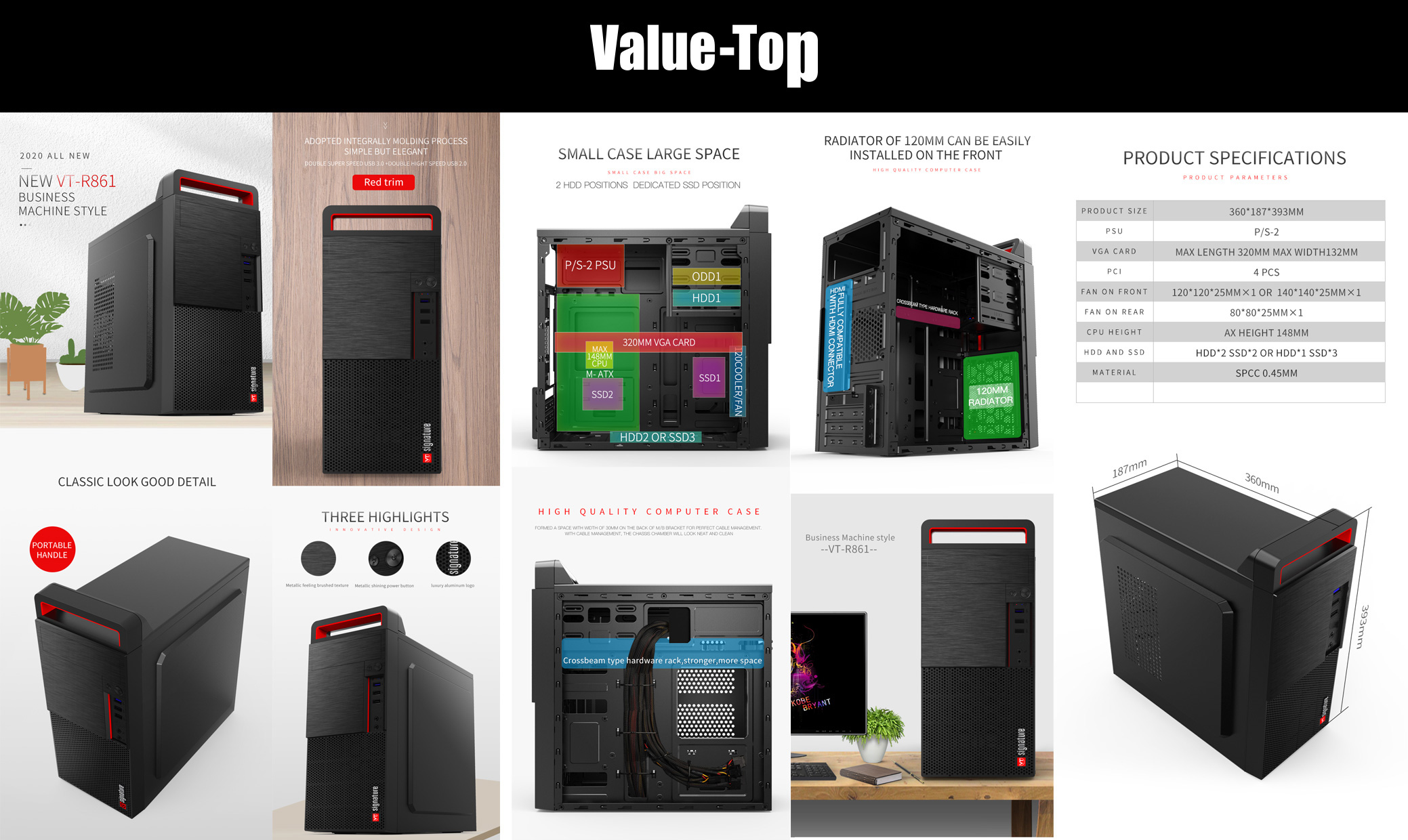 VALUE-TOP VT-R861 MICRO ATX SIGNATURE CASING WITH S200A PSU, 2xUSB2.0 ...