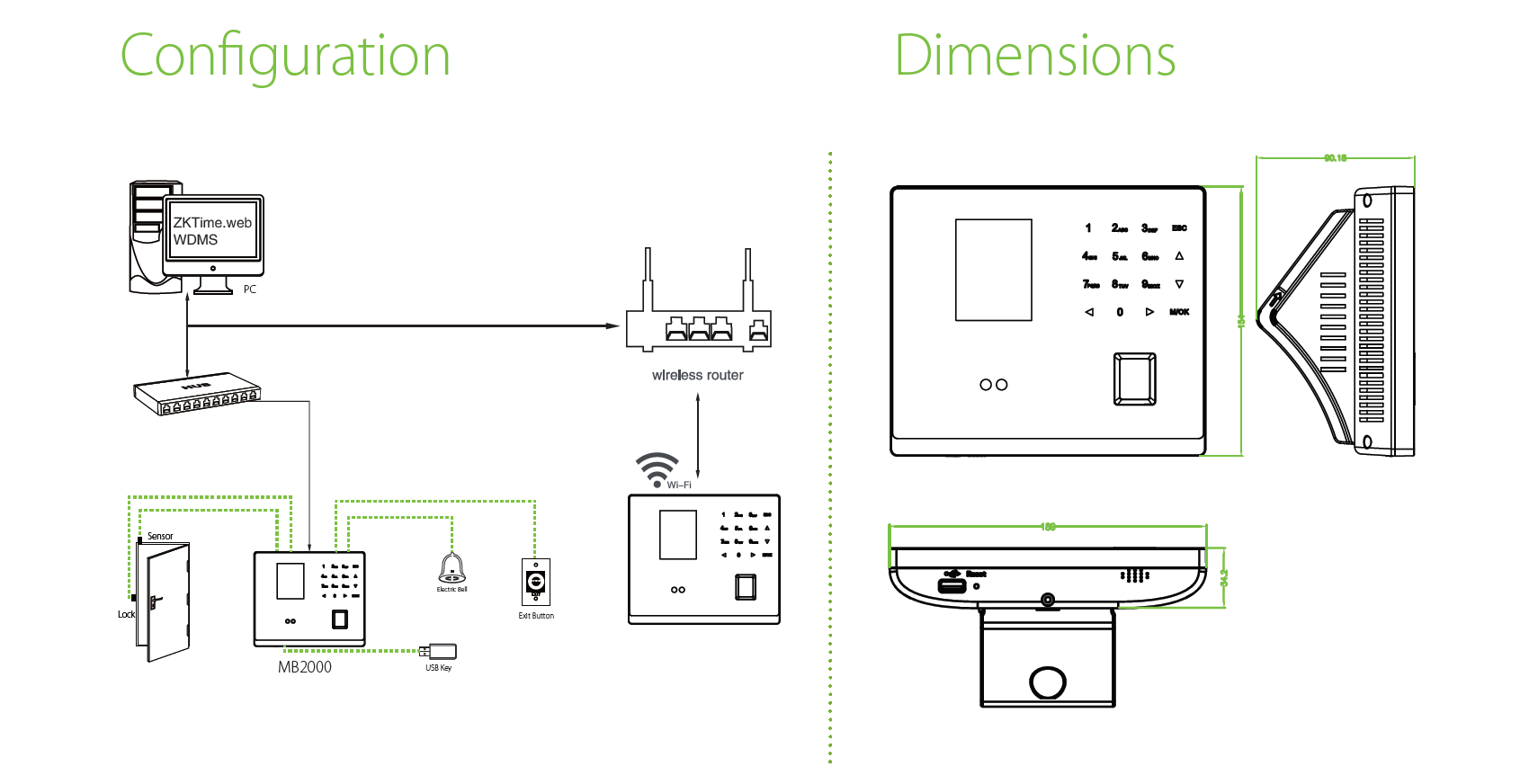 ZKTeco MB2000 Multi-biometric Time Attendance Terminal & Access Control ...
