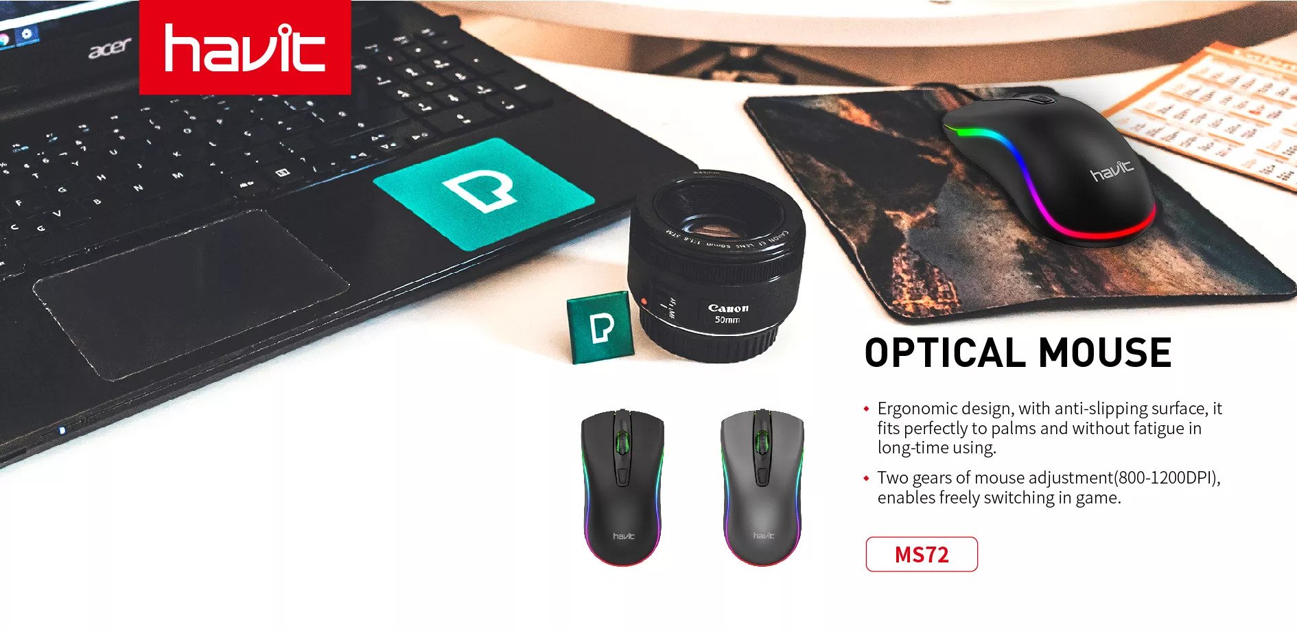 HAVIT MS72 COOL RGB LIGHT USB OPTICAL MOUSE