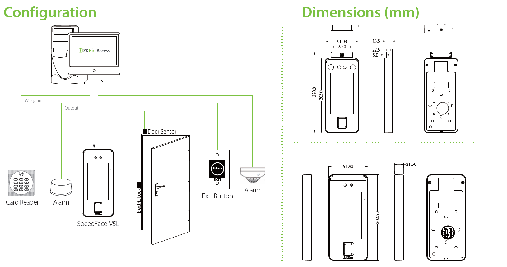 ZKTeco SpeedFace-V5L Biometric Time & Attendance and Access Control ...