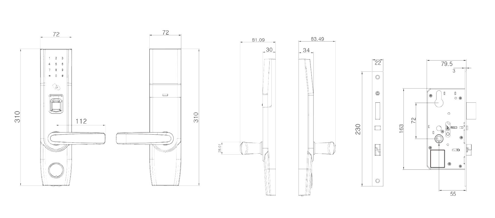 ZKTeco TL400B Smart Lock (Right hand side)