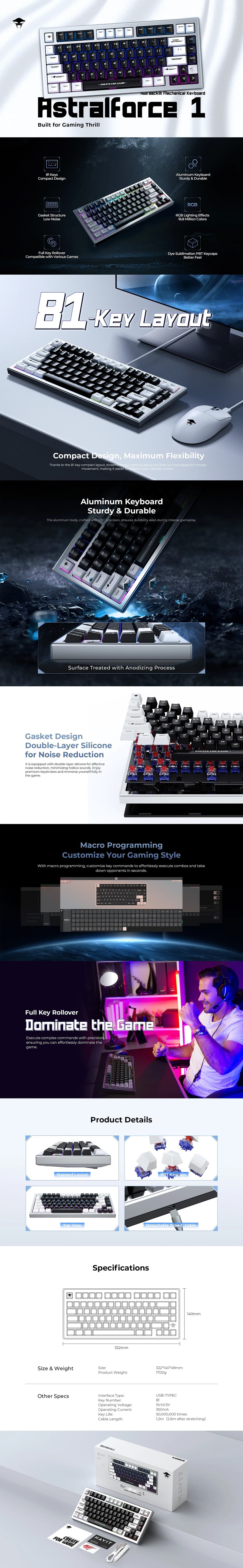 HAVIT ASTRALFORCE-1 H.KRAKEN RGB BACKLIT USB MECHANICAL KEYBOARD