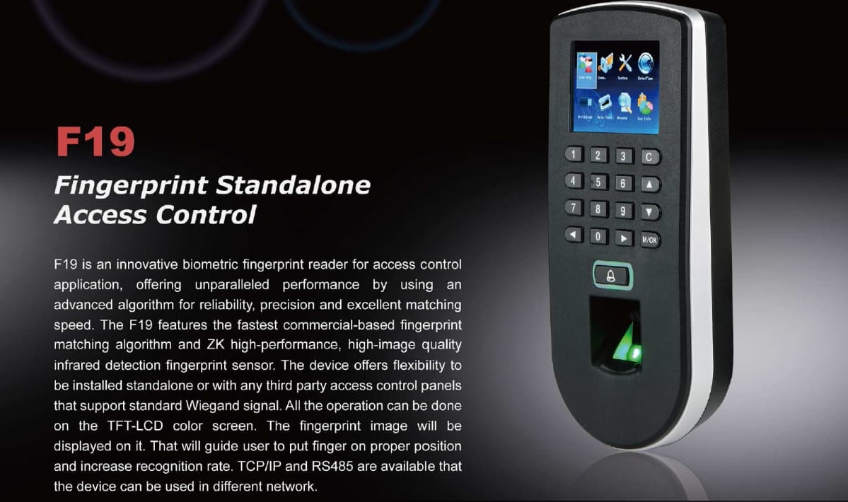 ZKTeco F19 ZK OPTICAL SENSOR FINGERPRINT ACCESS CONTROL & TIME ...