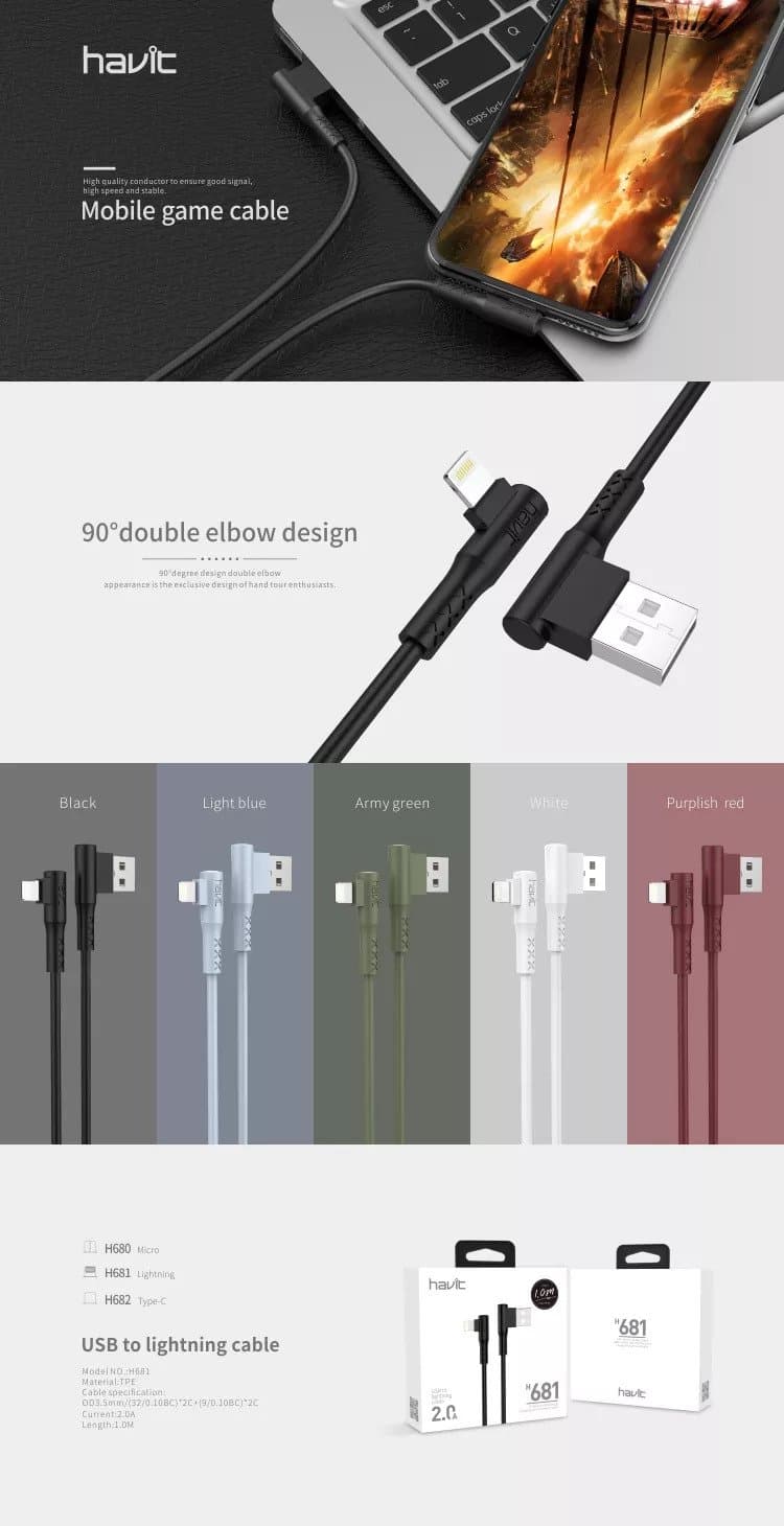 HAVIT H681 1M 2.0A LIGHTNING DATA & CHARGING CABLE