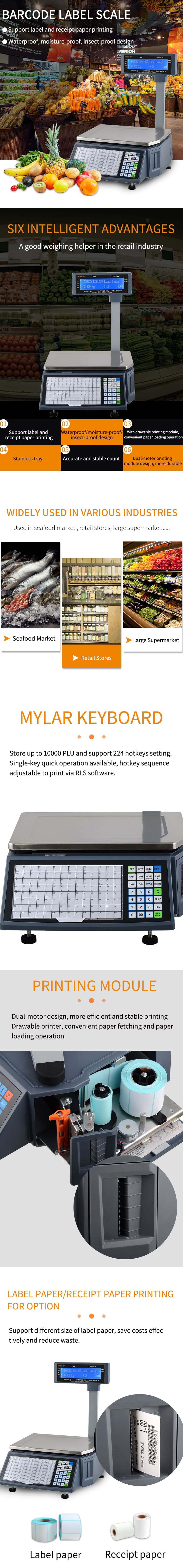 RONGTA RLS1100-LS 30KG LABEL BARCODE SCALE / WEIGHTING SCALE